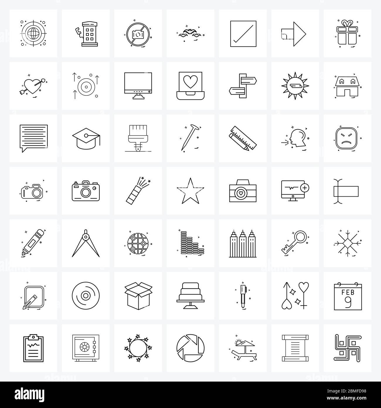 49 Universal Line Icon Pixel Perfect Symbols of done, box, picture ...