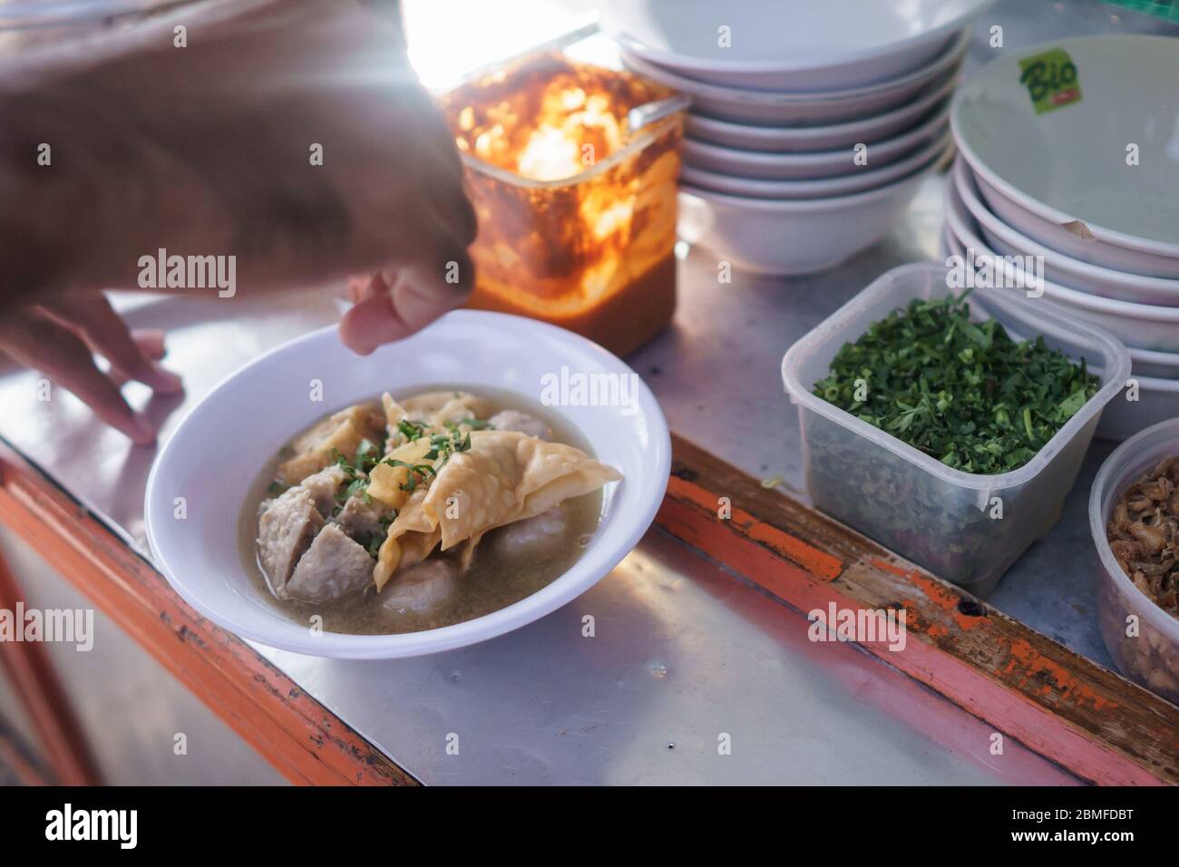 bakso. indonesian famous meatball street food with soup and noodle ...