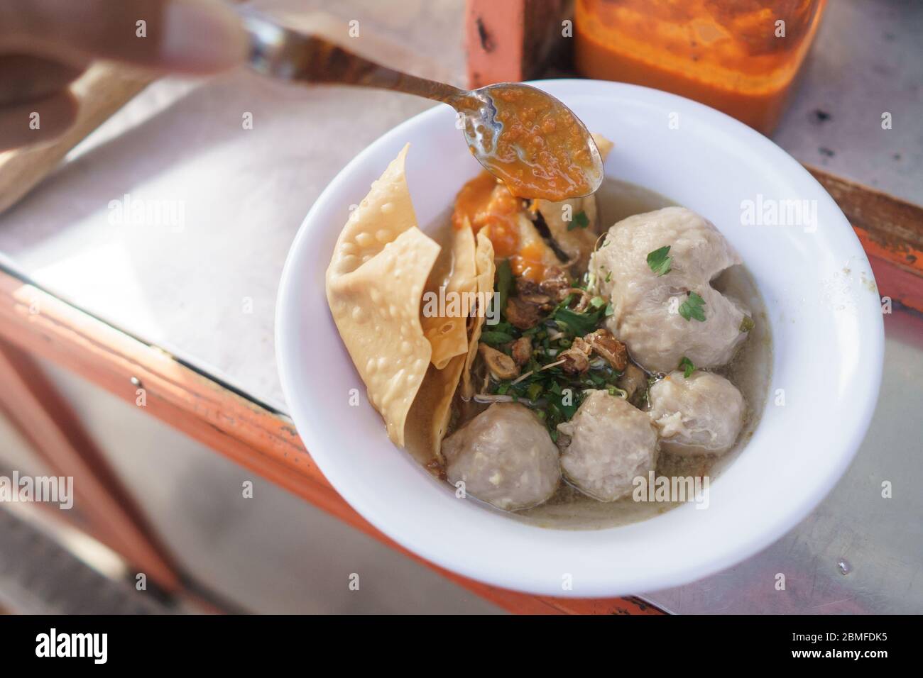 bakso. indonesian famous meatball street food with soup and noodle ...
