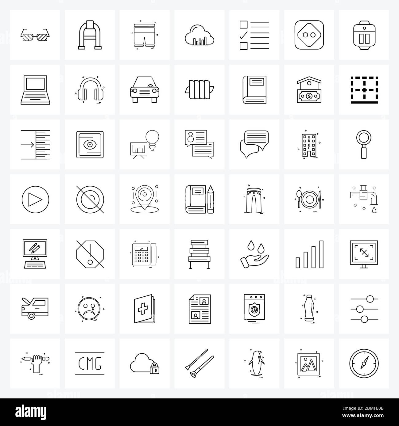 Isolated Symbols Set of 49 Simple Line Icons of mail, text, sports, bar ...