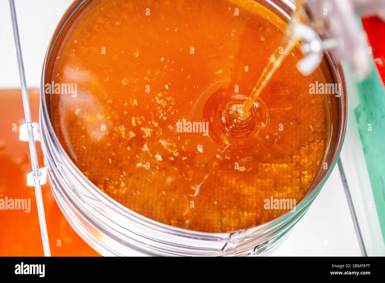 The process of extracting honey from bee honeycombs Stock Photo - Alamy