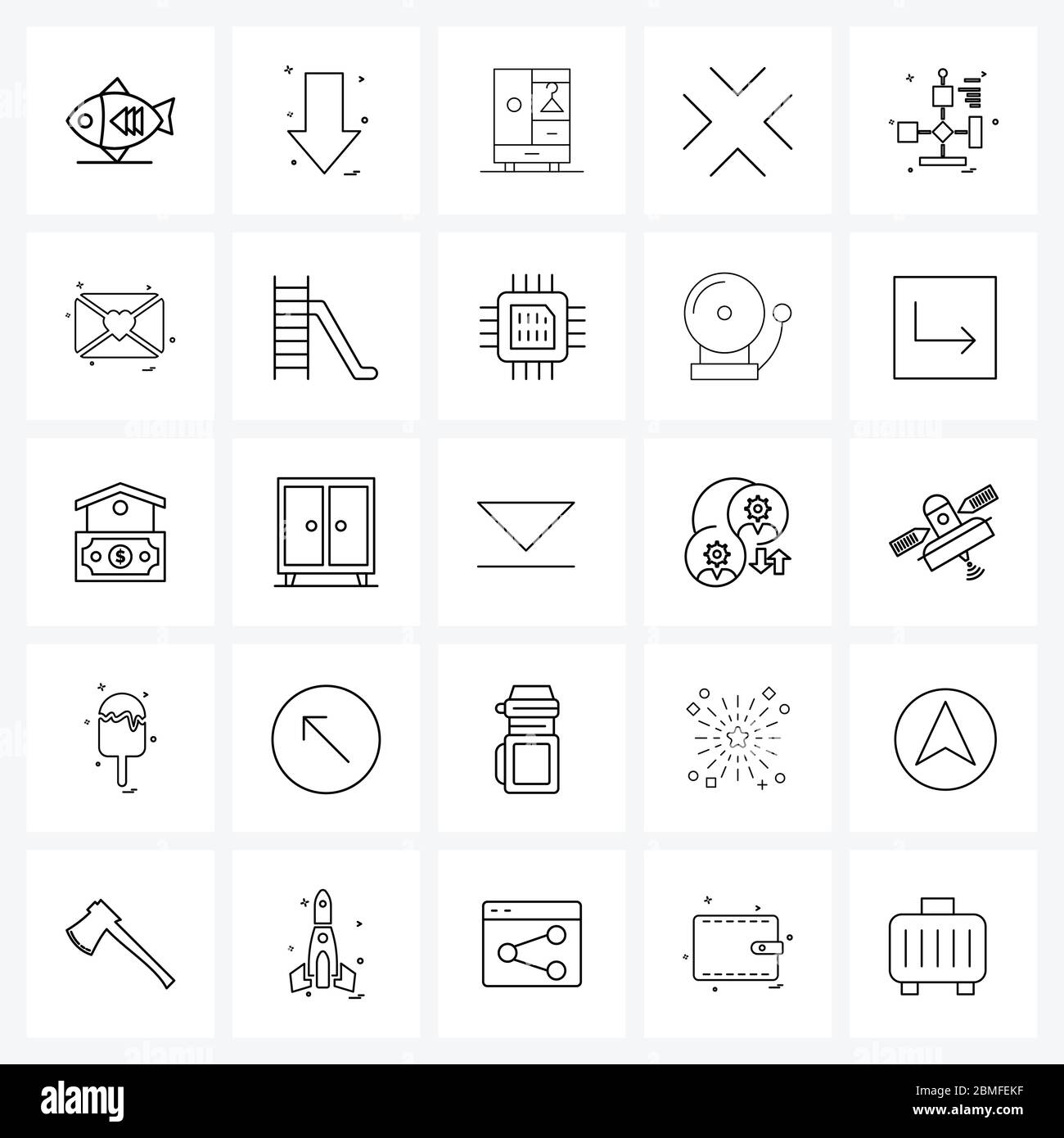 25 Universal Line Icon Pixel Perfect Symbols of symbols, flow chart ...