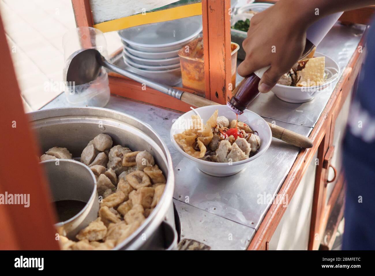 bakso. indonesian famous meatball street food with soup and noodle ...