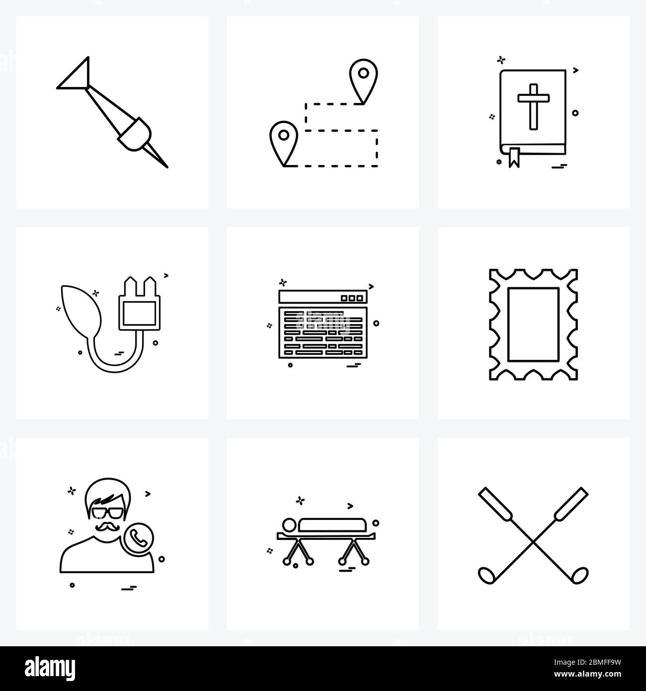 9 Editable Vector Line Icons and Modern Symbols of internet, switch ...