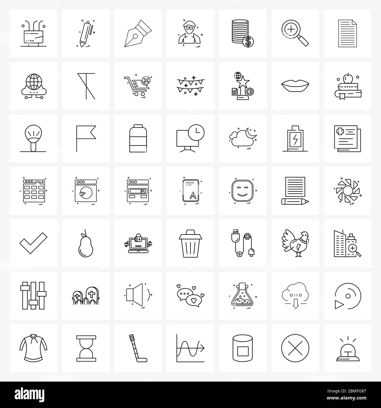 Simple Set of 49 Line Icons such as money, dollar, pen, mane ...