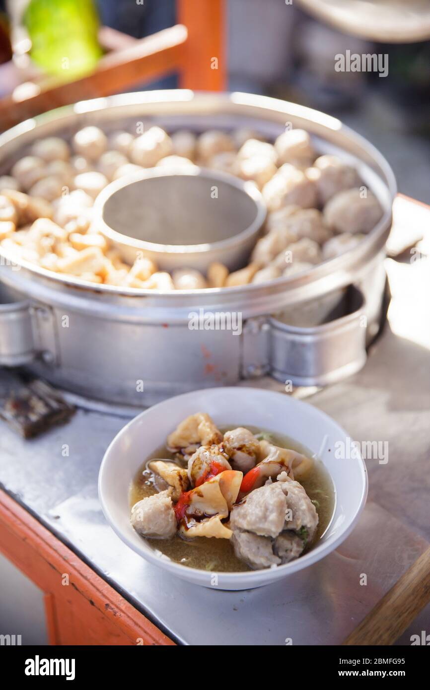 bakso. indonesian famous meatball street food snack carts vendor Stock ...