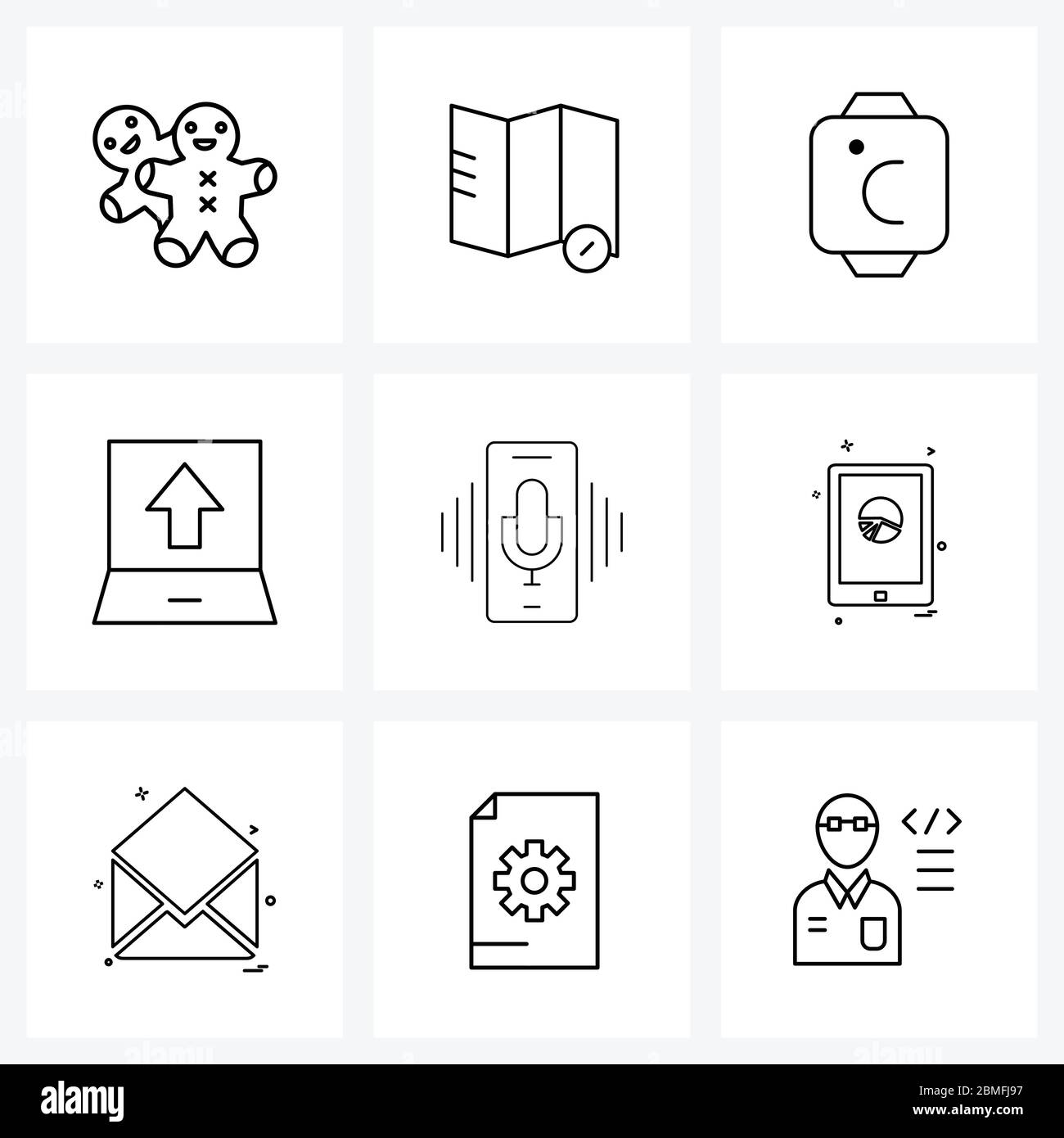 9 Universal Line Icon Pixel Perfect Symbols of voice assistant, phone ...