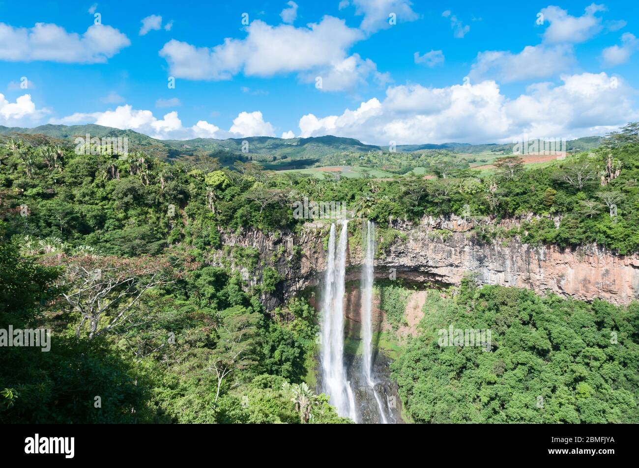 Chamarel/ Mauritius island: Panoramic view of tropical forests and ...
