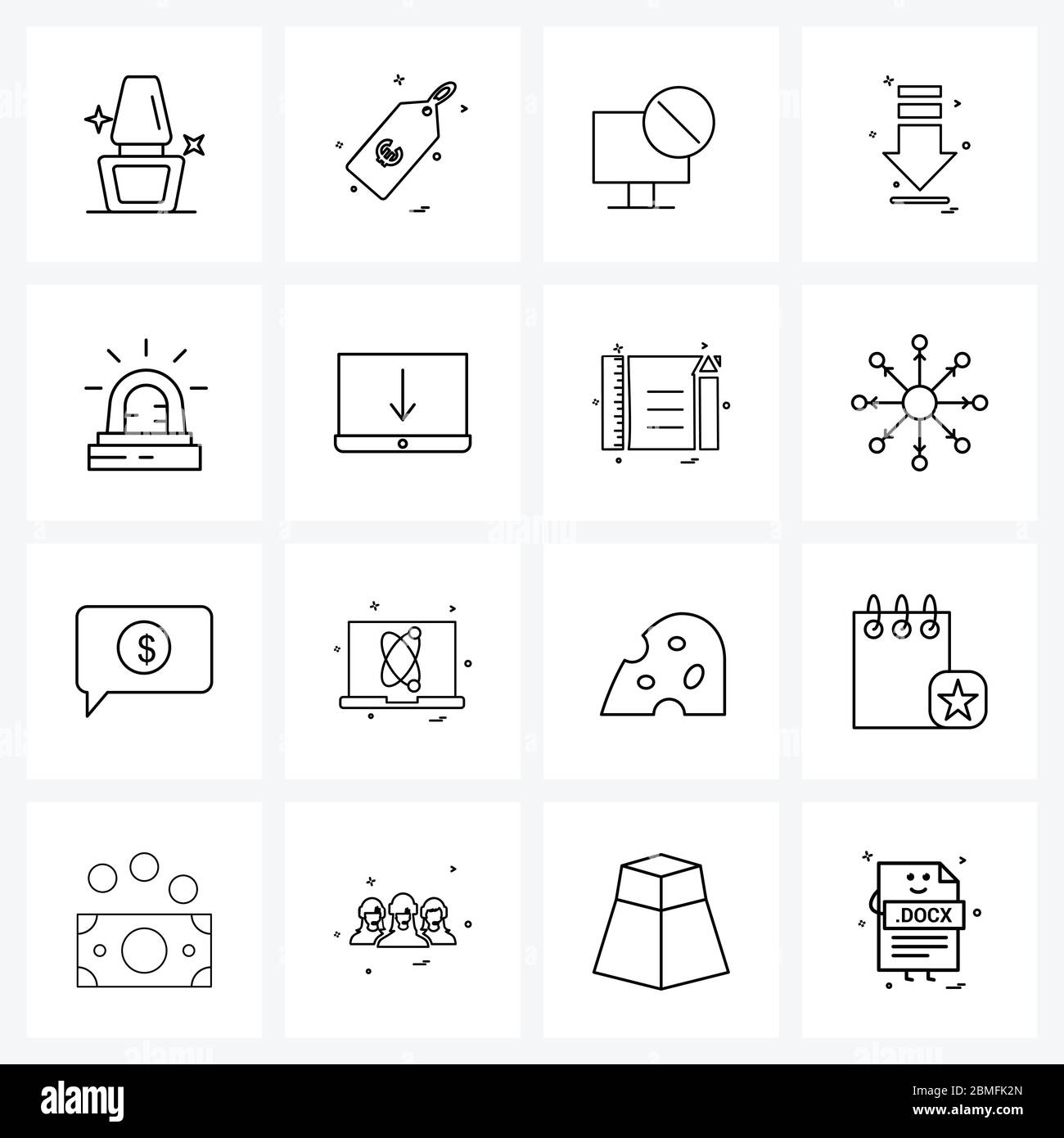 16 Universal Line Icons for Web and Mobile alert, arrows, block ...