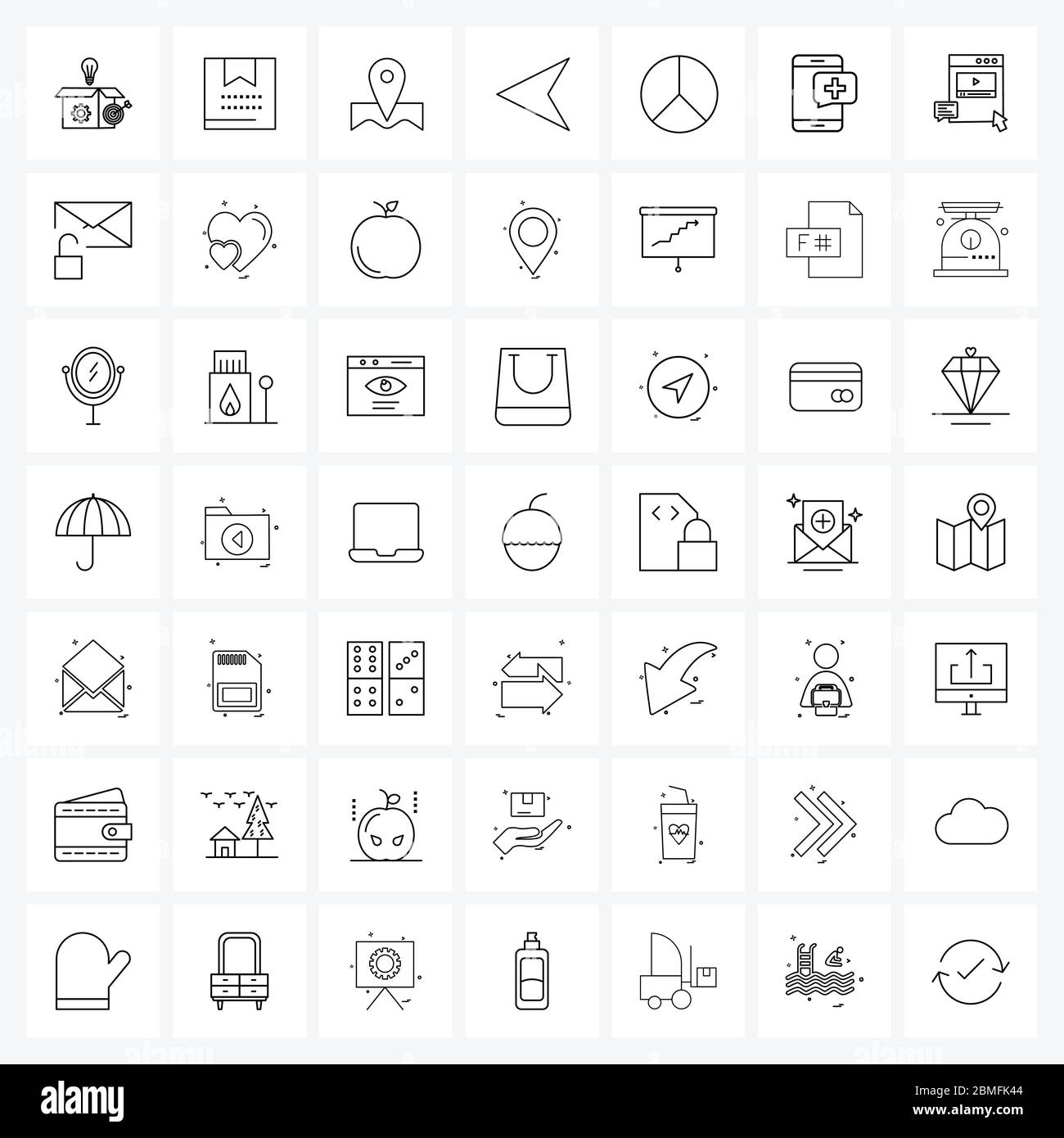 49 Universal Line Icon Pixel Perfect Symbols of office, banking ...