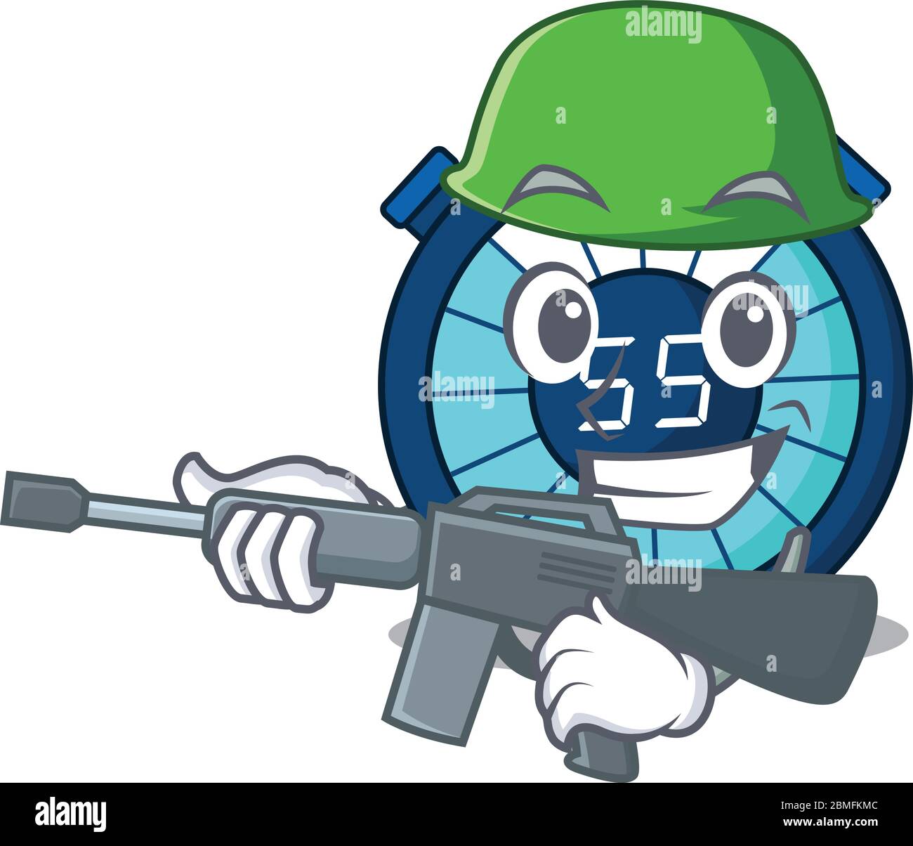A cartoon picture of hourglass in Army style with machine gun Stock ...
