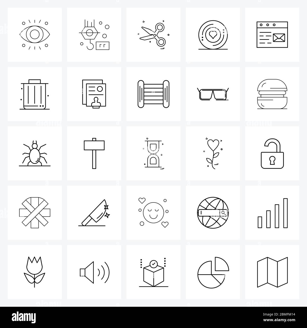 25 Universal Icons Pixel Perfect Symbols of bin, message, cut, email ...