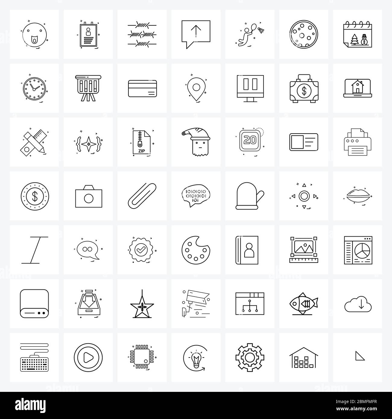 Set of 49 UI Icons and symbols for games, upload, file, chat, comment ...