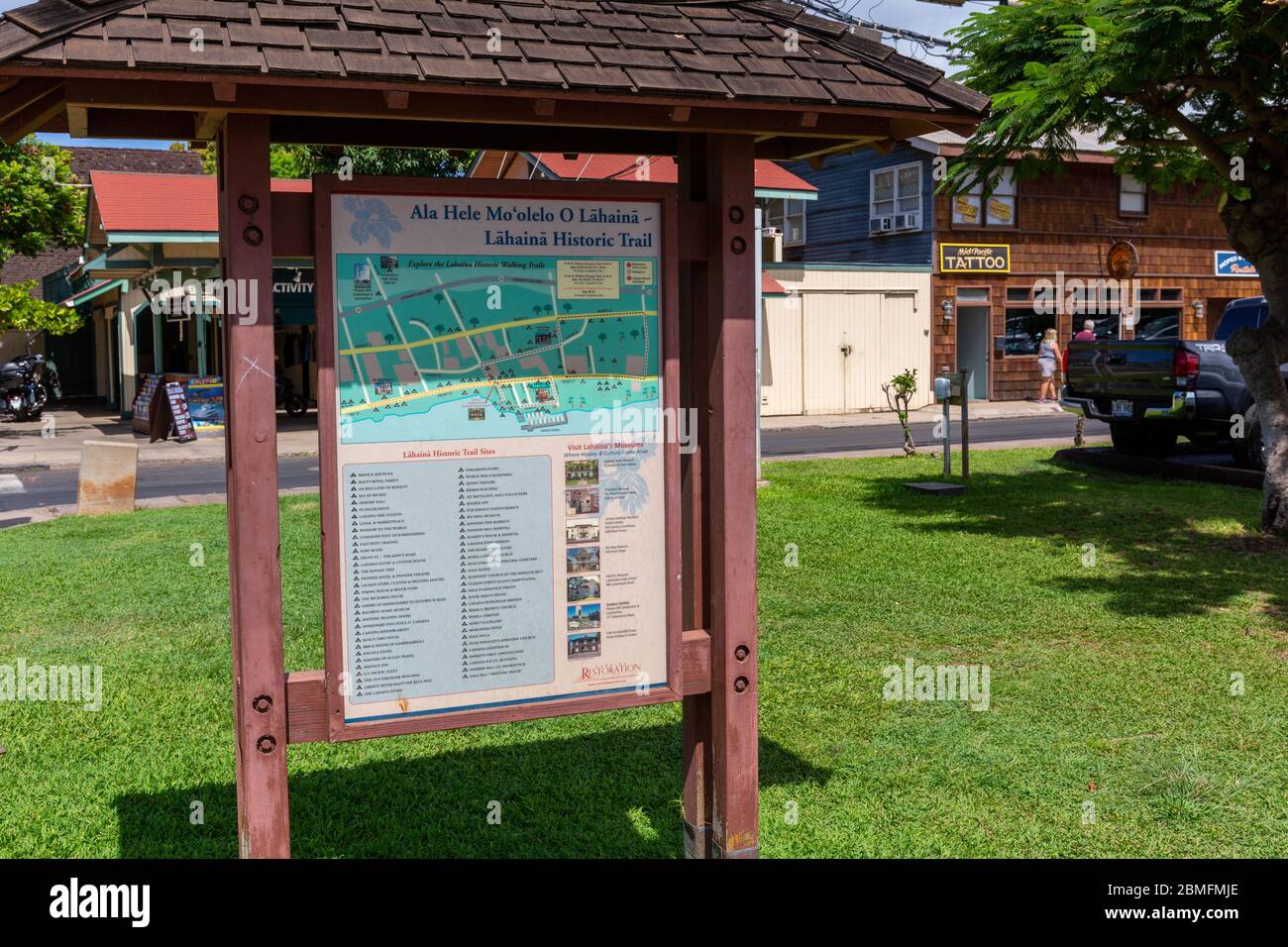 Lahaina Historic trail map, Maui Stock Photo - Alamy