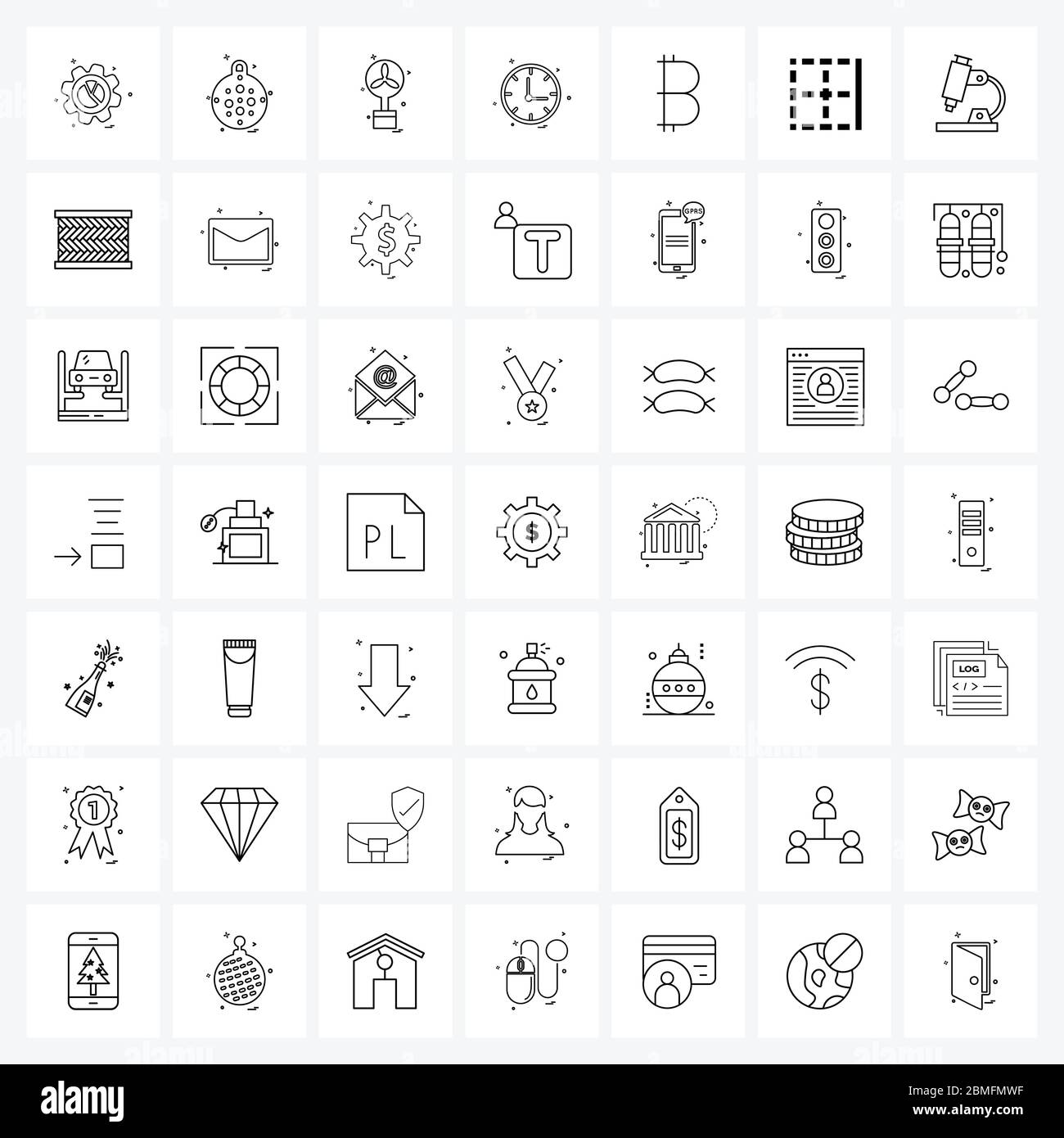 Line Icon Set of 49 Modern Symbols of bit coin, clock, Christmas, alarm ...