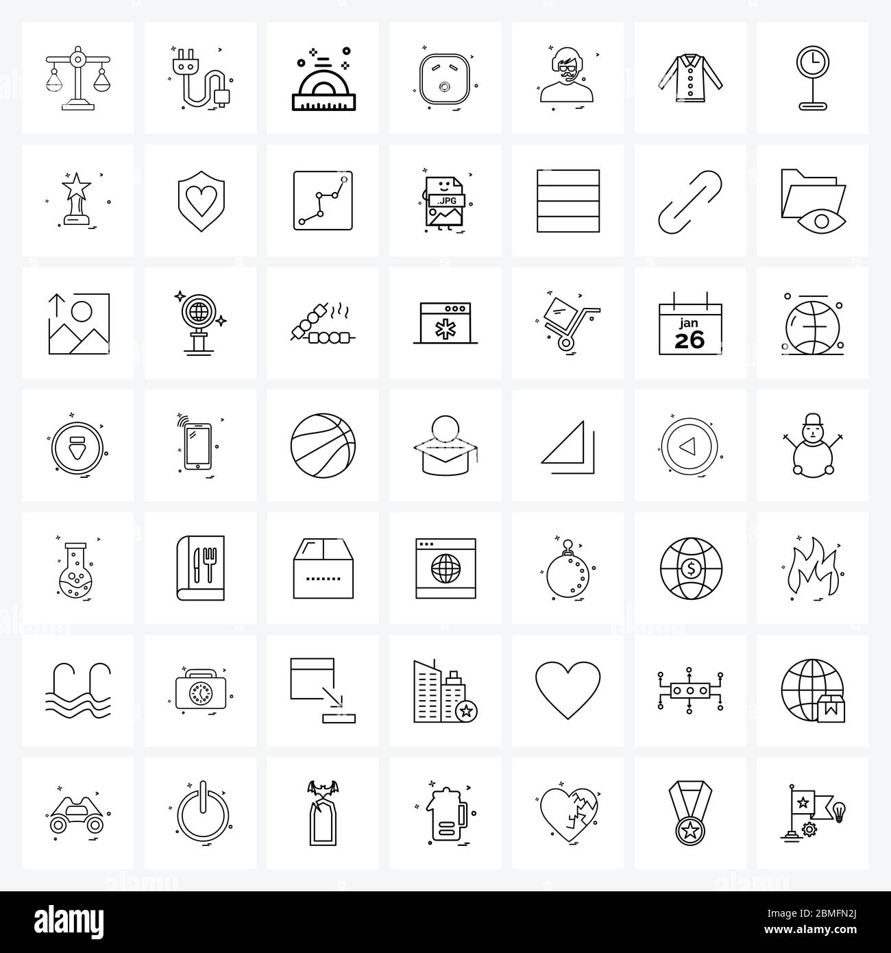 Isolated Symbols Set of 49 Simple Line Icons of avatar, smiley, drawing ...