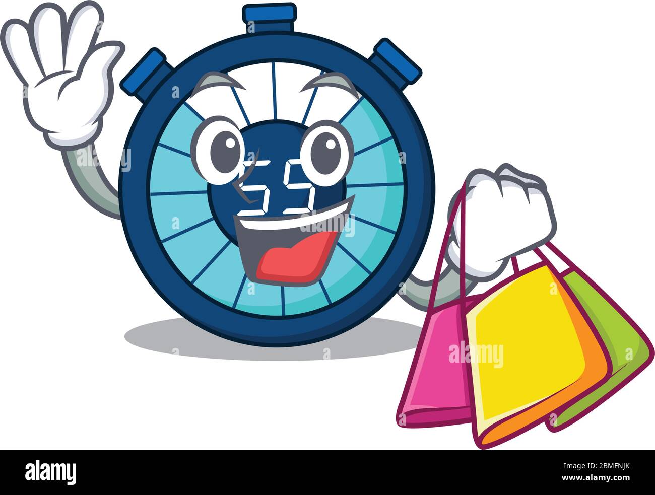Rich and famous hourglass cartoon character holding shopping bags Stock ...