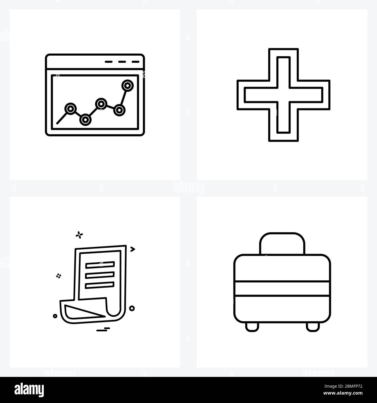 Modern Style Set of 4 line Pictograph Grid based share, document ...