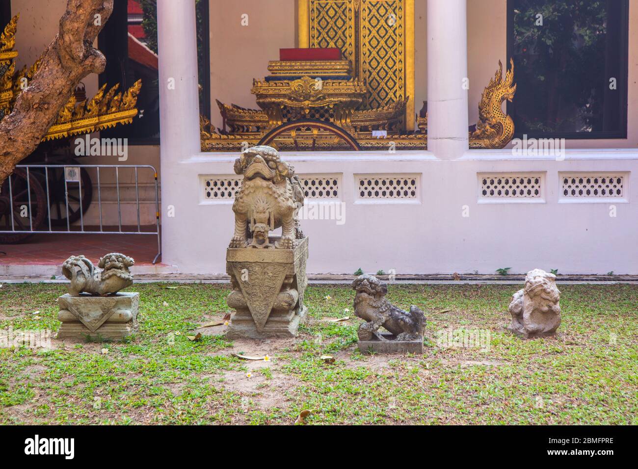 Statues of Temple Guardian Dog in Thailand Stock Photo - Alamy