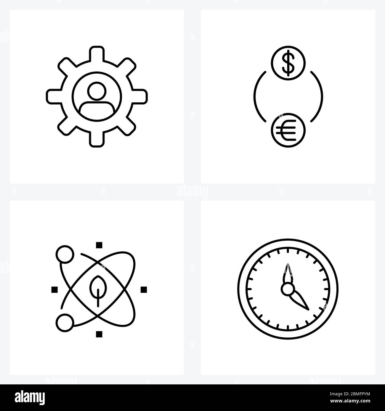 UI Set of 4 Basic Line Icons of gear, ecology, engine, money, green ...