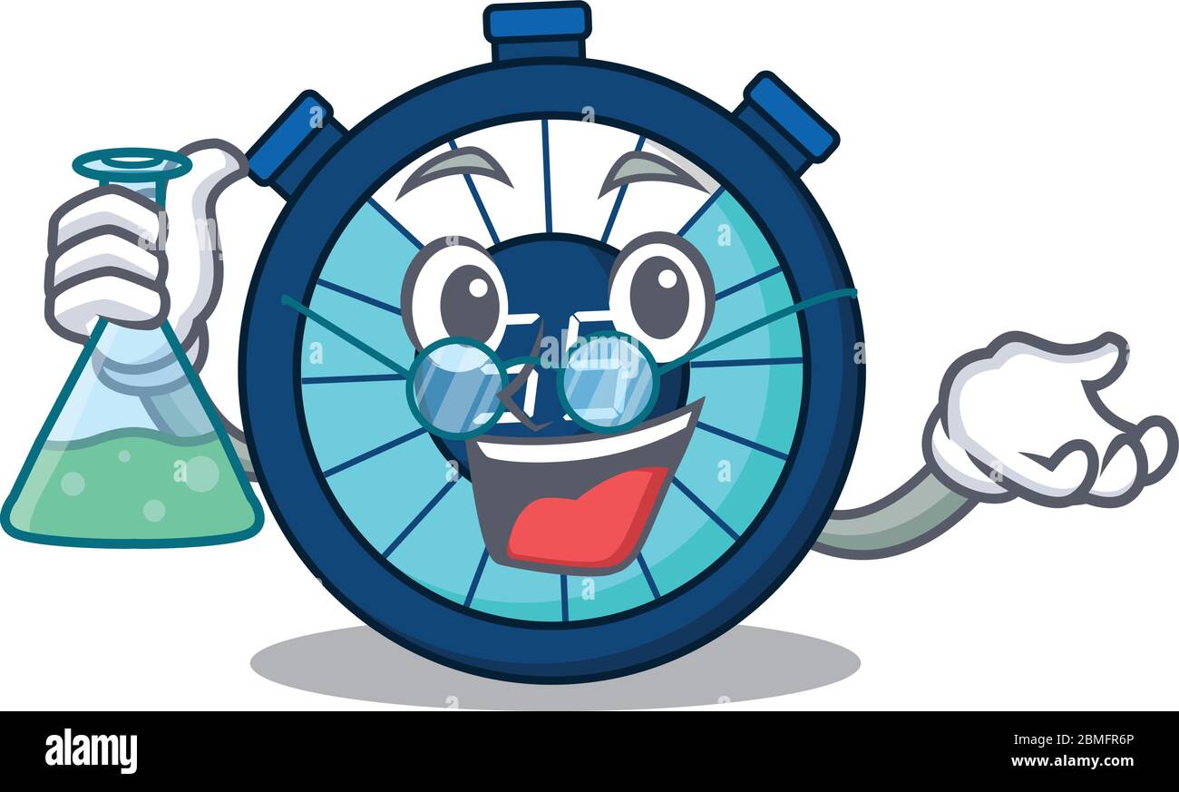 Hourglass smart Professor Cartoon design style working with glass tube ...
