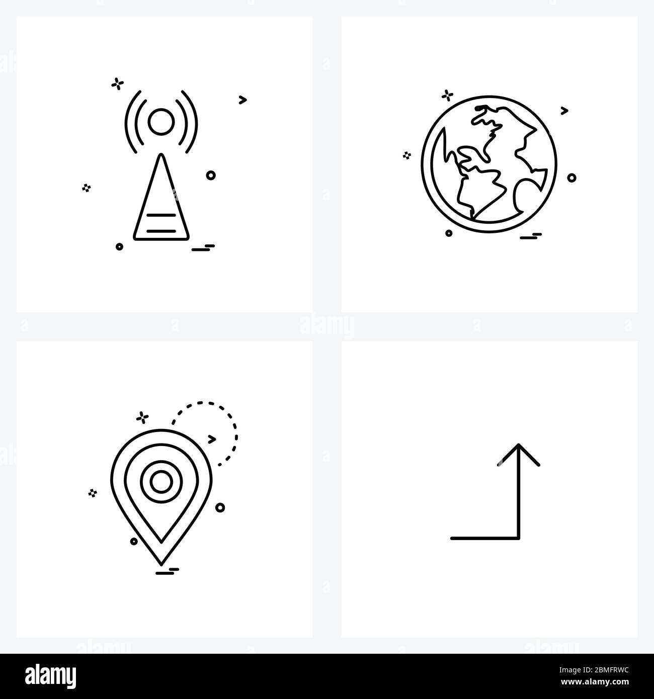 Line Icon Set of 4 Modern Symbols of wife, pin, globe, internet, arrow ...