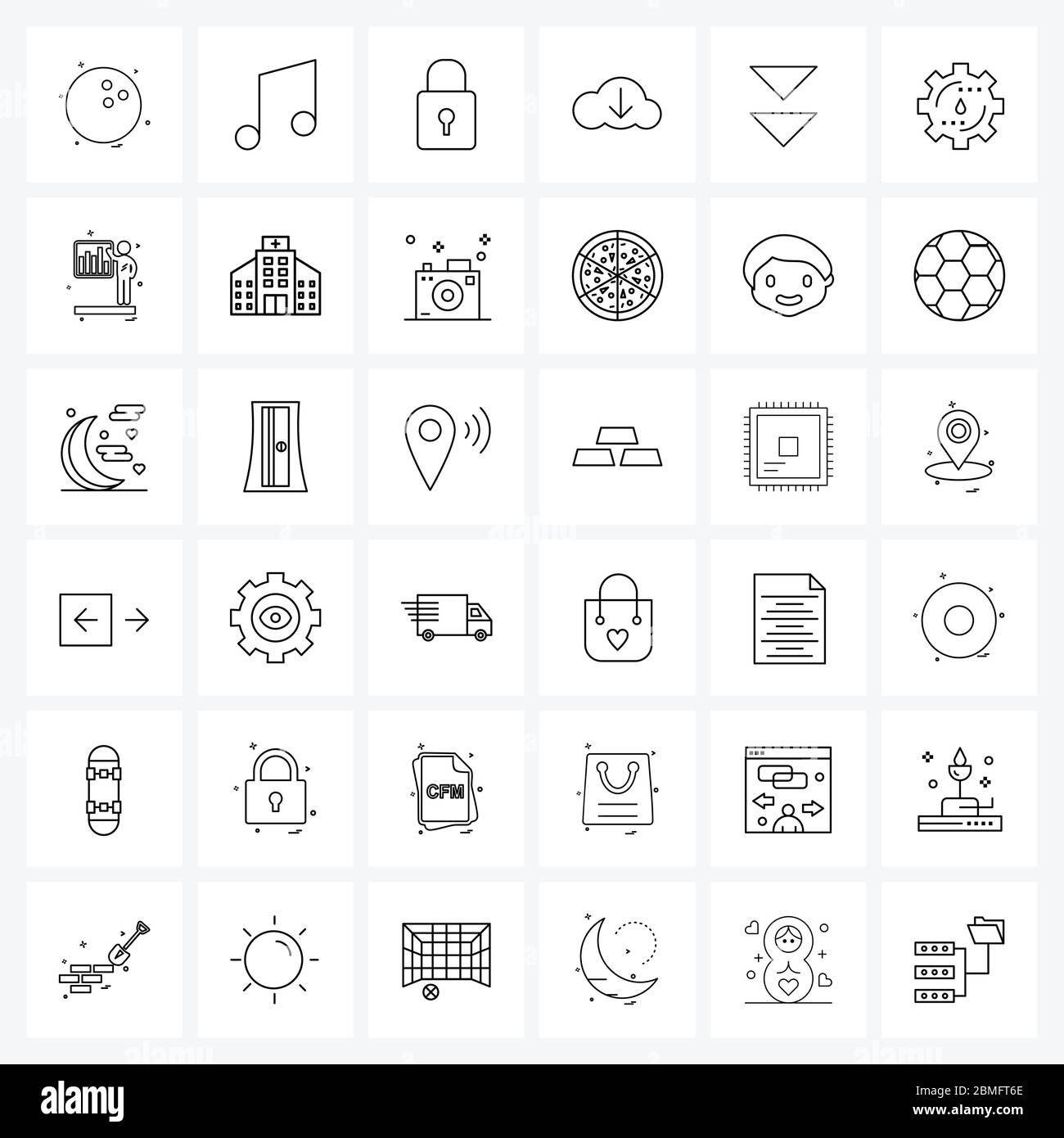 36 Universal Line Icon Pixel Perfect Symbols of interface, down, lock ...