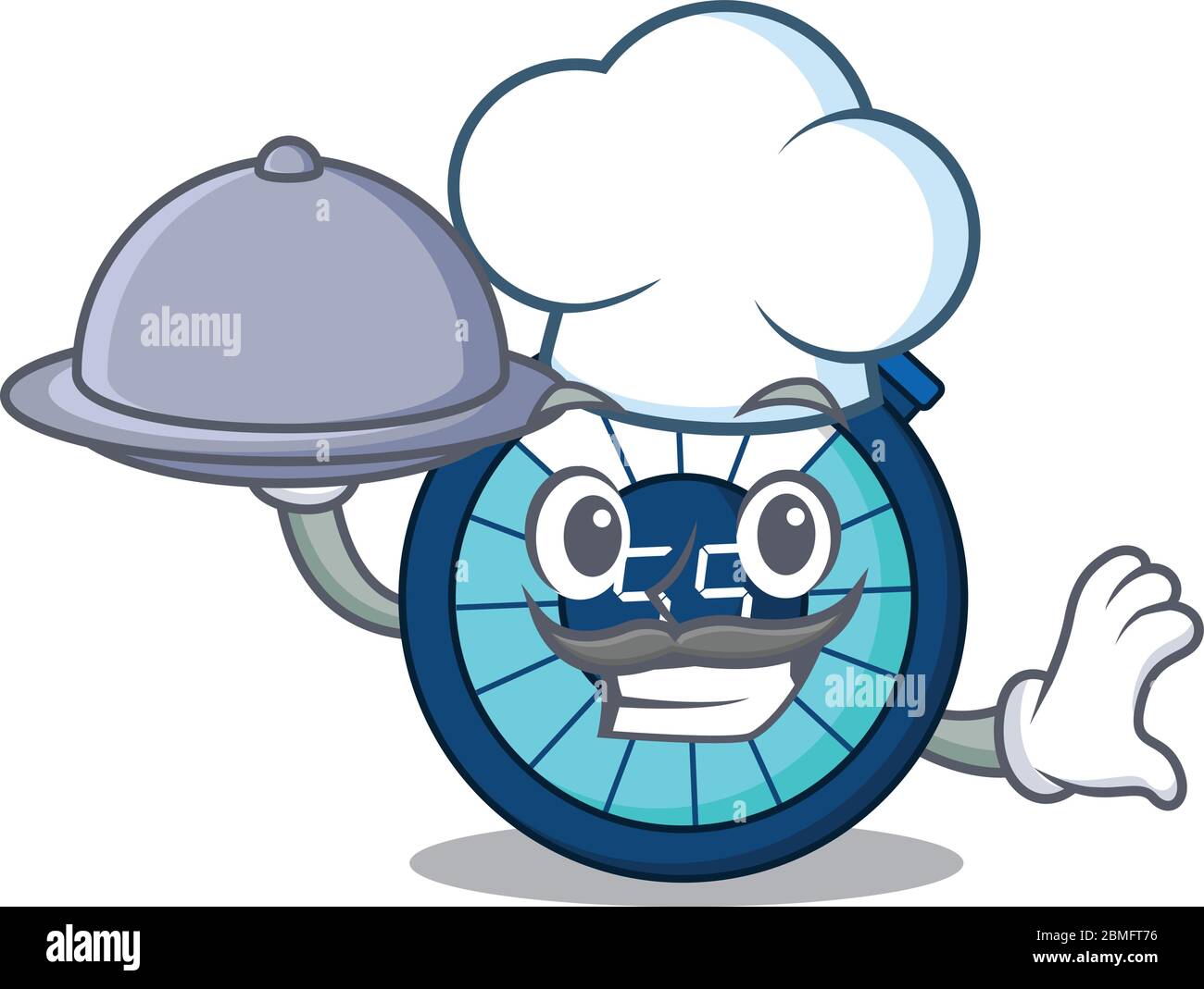 Hourglass chef cartoon character serving food on tray Stock Vector ...