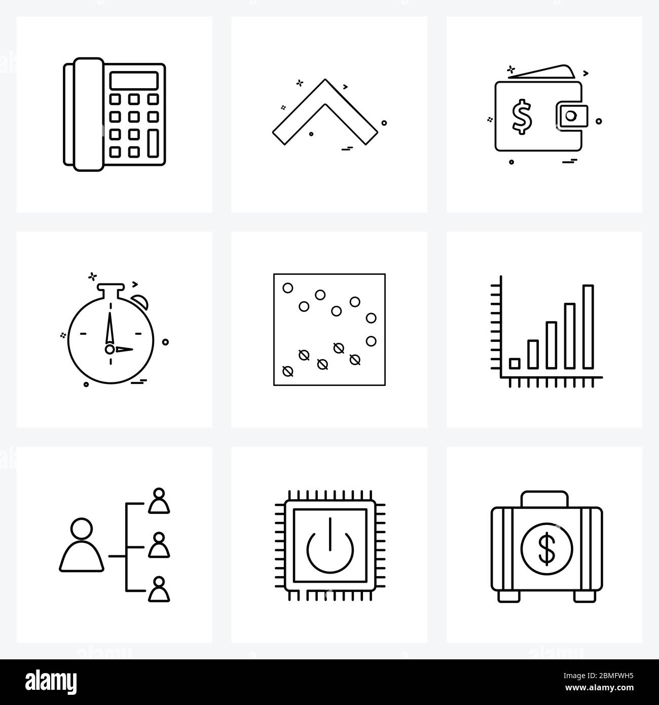 Set of 9 UI Icons and symbols for development, stop watch, up, games ...