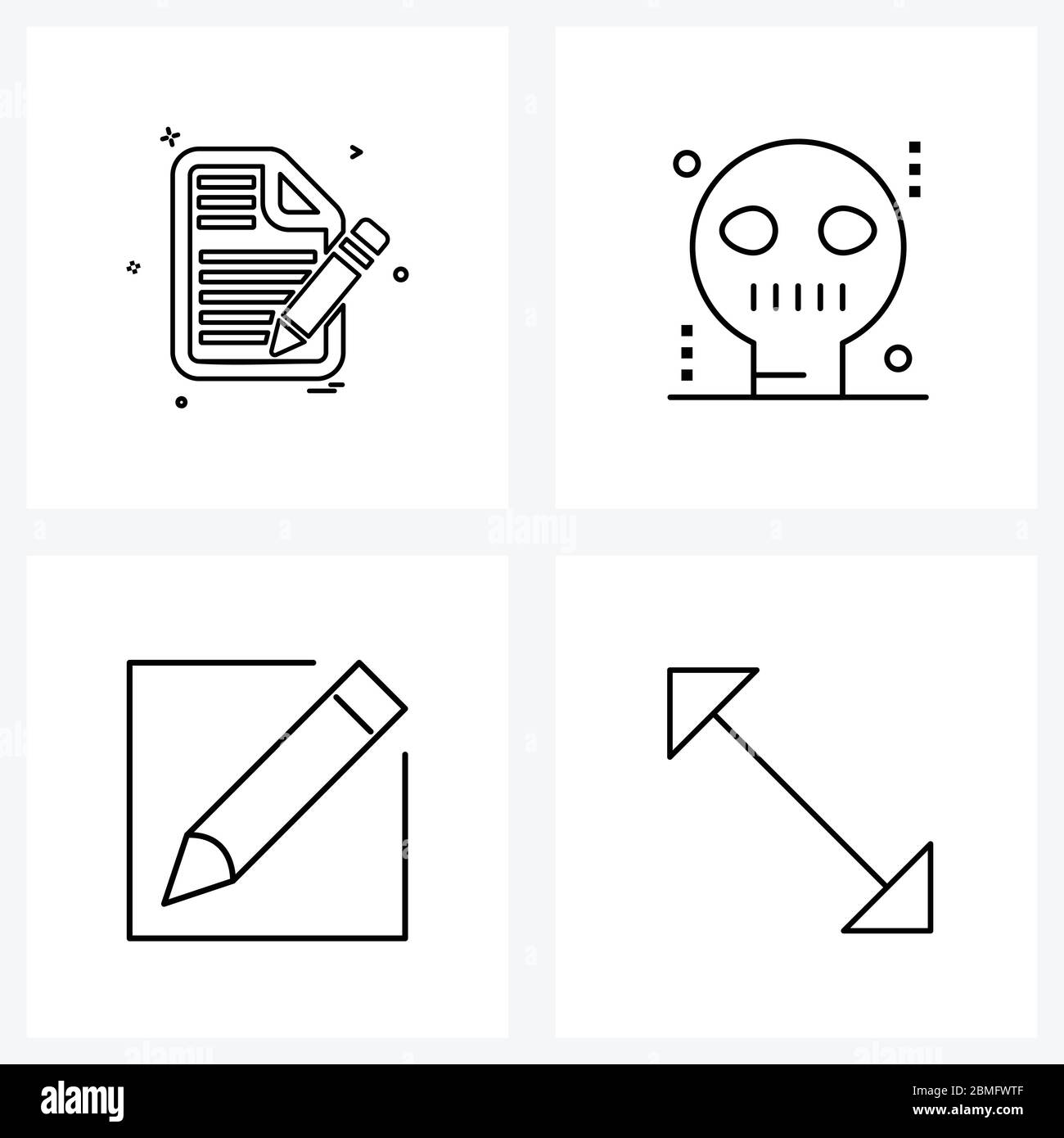 4 Editable Vector Line Icons and Modern Symbols of pencil, write ...
