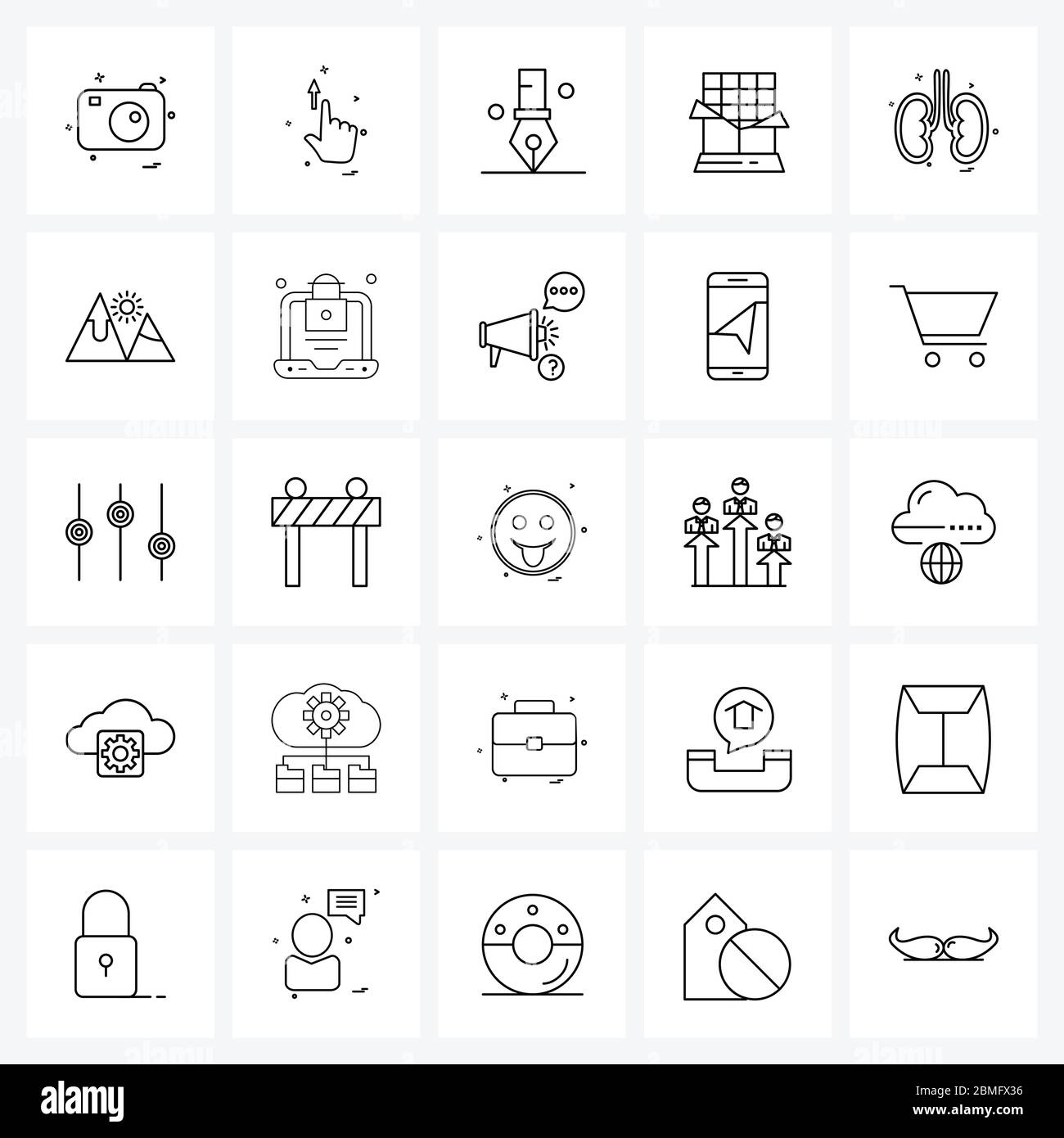 25 Universal Line Icon Pixel Perfect Symbols of health, medical, office ...