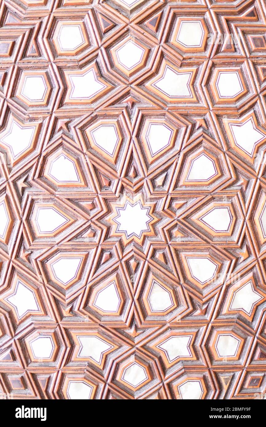 Doors with mother-of-pearl inlay in mosque. Arabic floral seamless ...