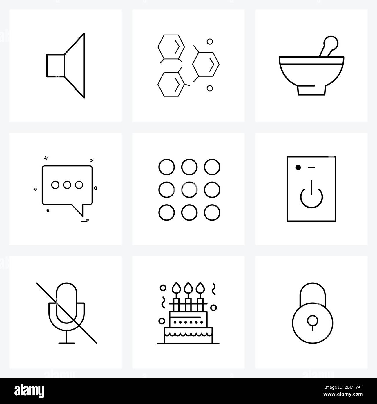 Stock Vector Icon Set of 9 Line Symbols for phone, phone menu, fitness ...