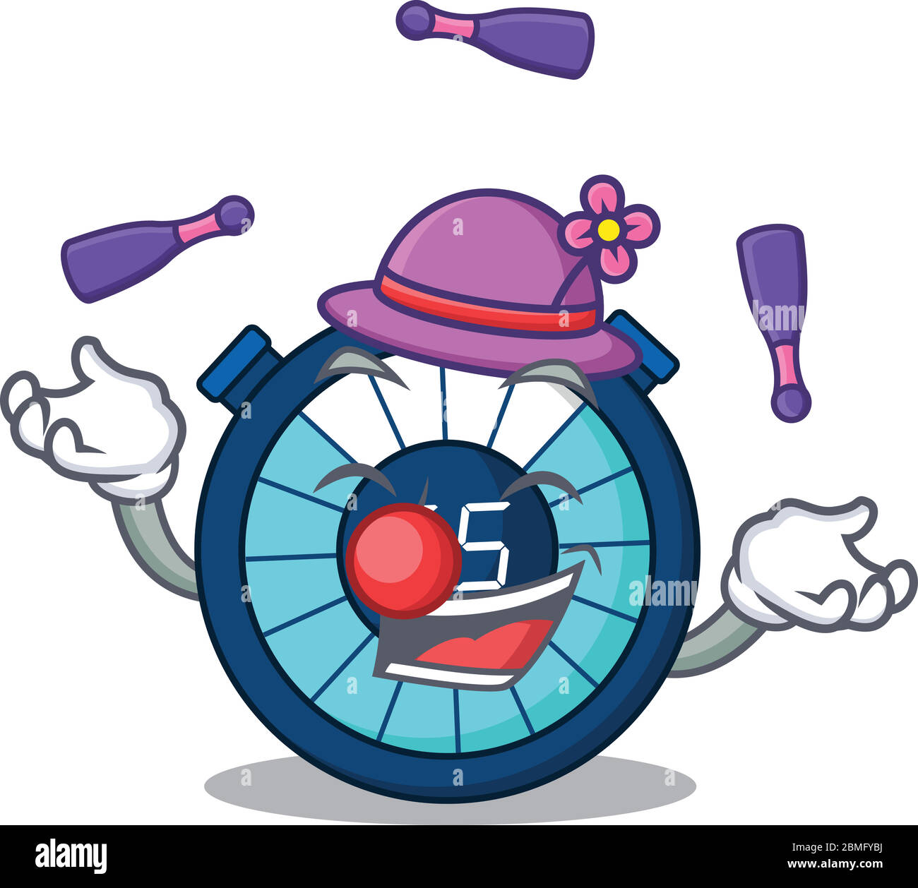 An attractive hourglass cartoon design style playing juggling Stock ...