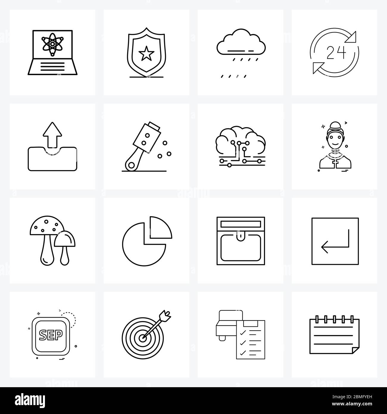 16 Universal Line Icon Pixel Perfect Symbols of the, round, cloud ...