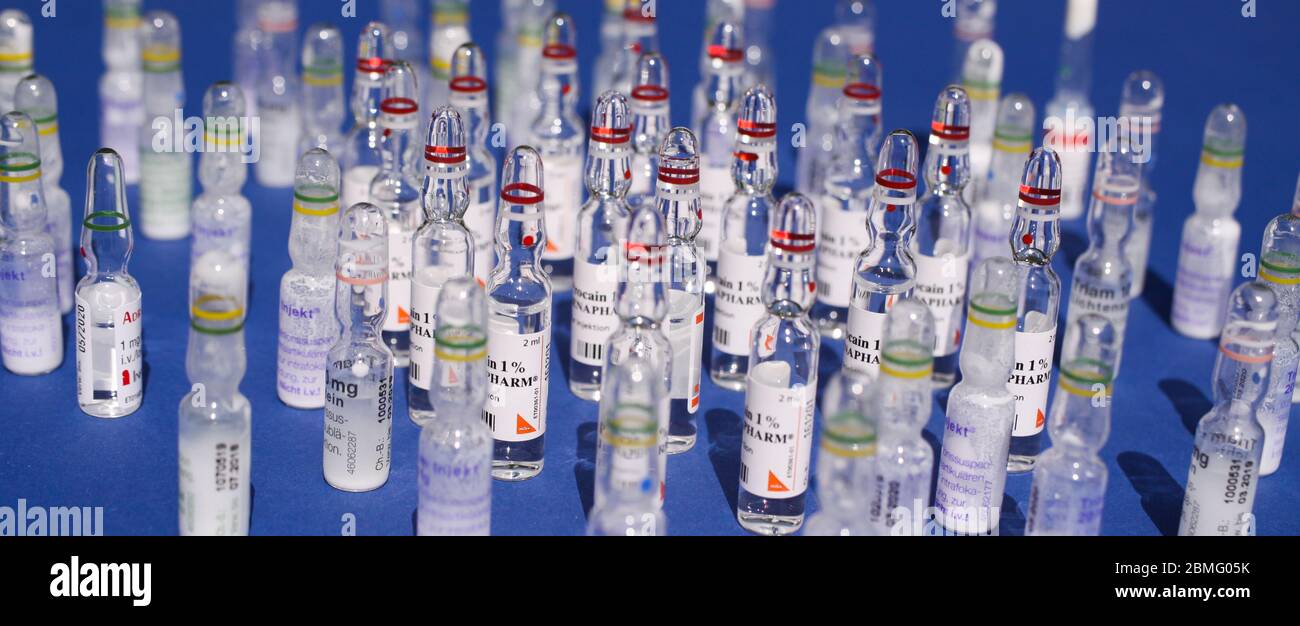 Viersen, Germany - May 8. 2020: Close up of isolated injection ...