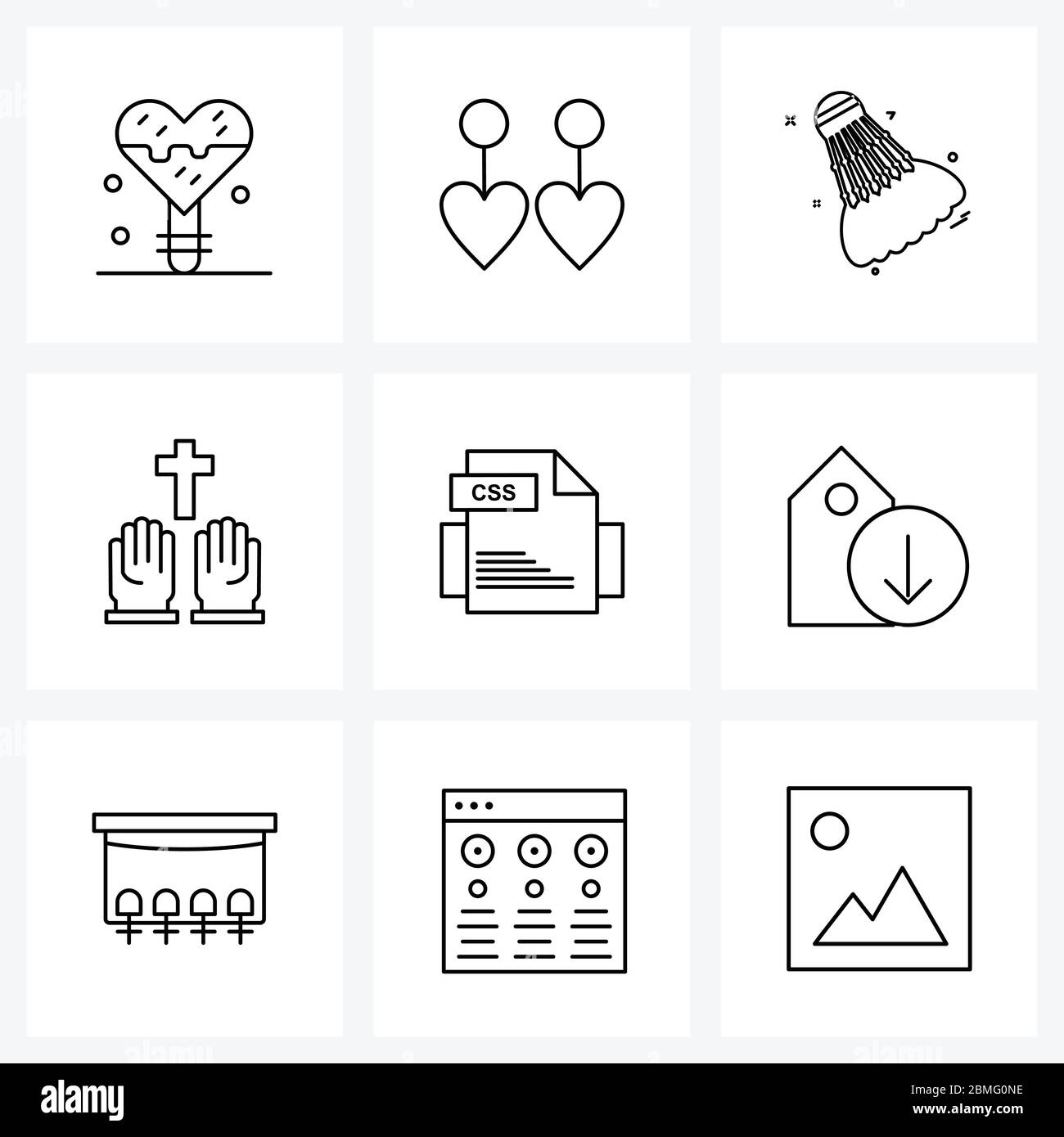 Set of 9 UI Icons and symbols for coding, church, love, pray, play ...