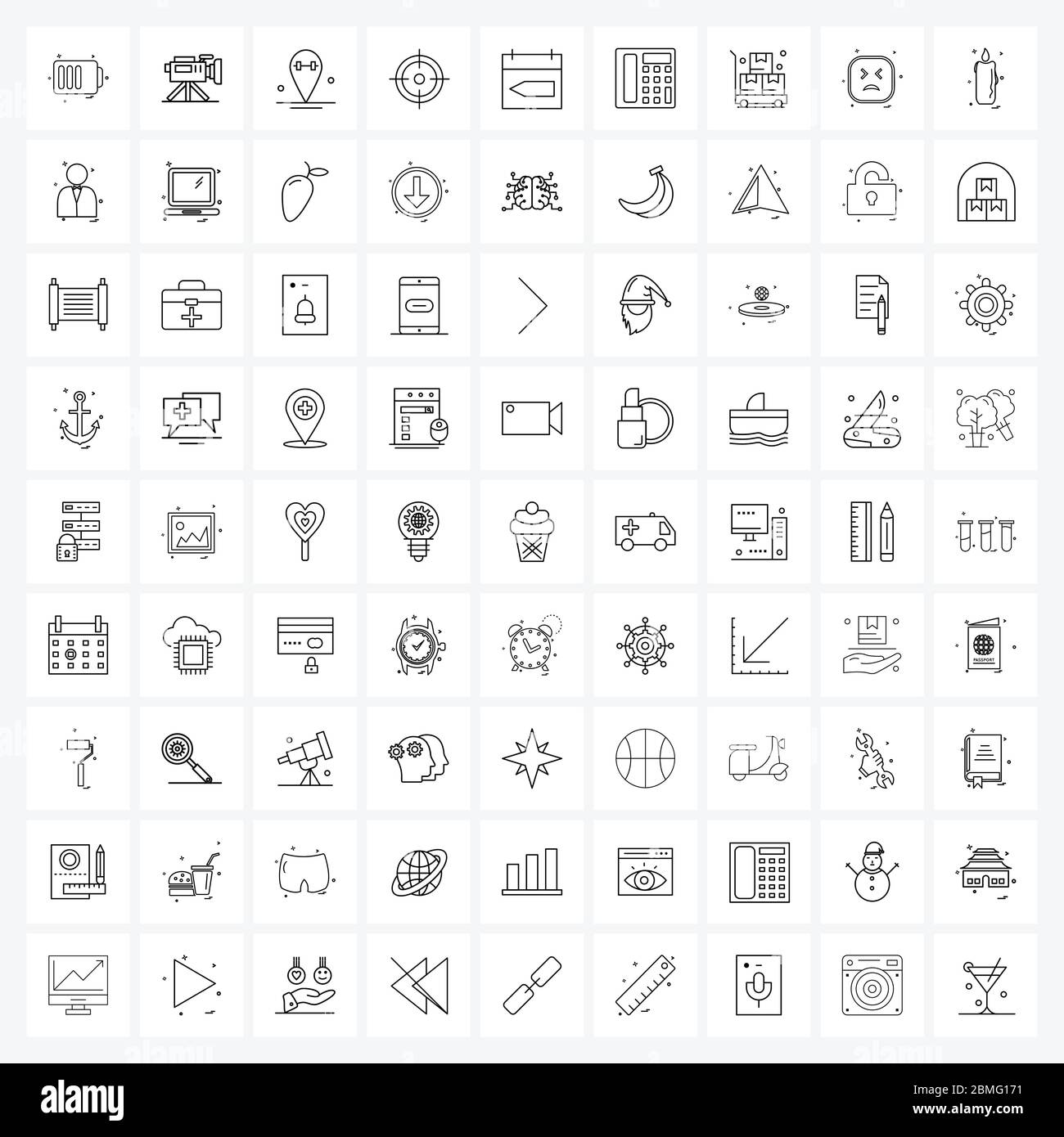 Stock Vector Icon Set of 81 Line Symbols for day, target, gym, focus ...