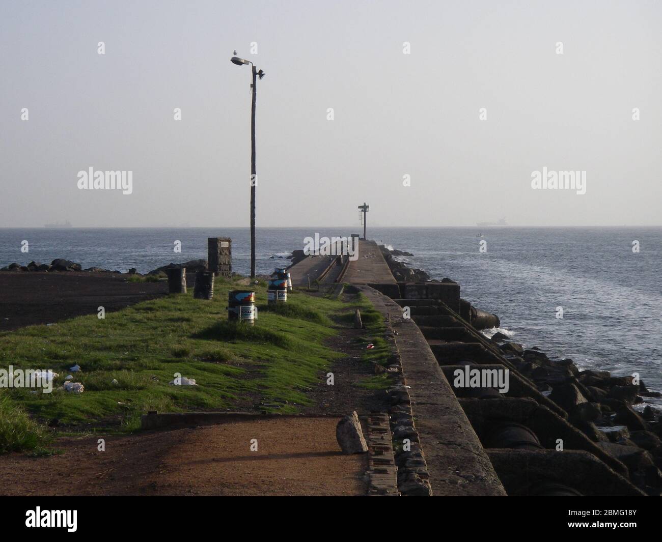 Old Durban harbour entrance prior to upgrading and deepening Stock ...