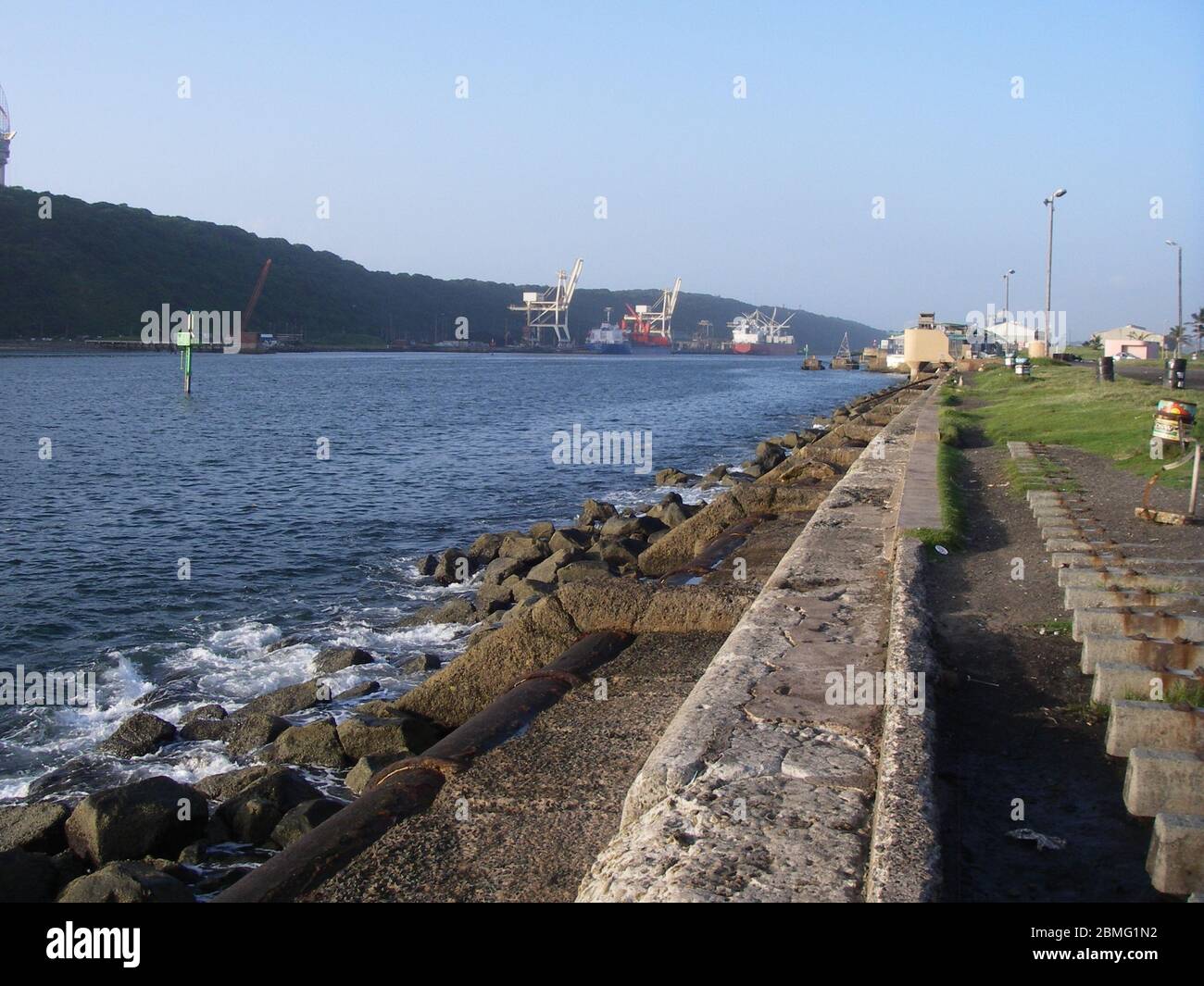 Old Durban harbour entrance prior to upgrading and deepening Stock ...