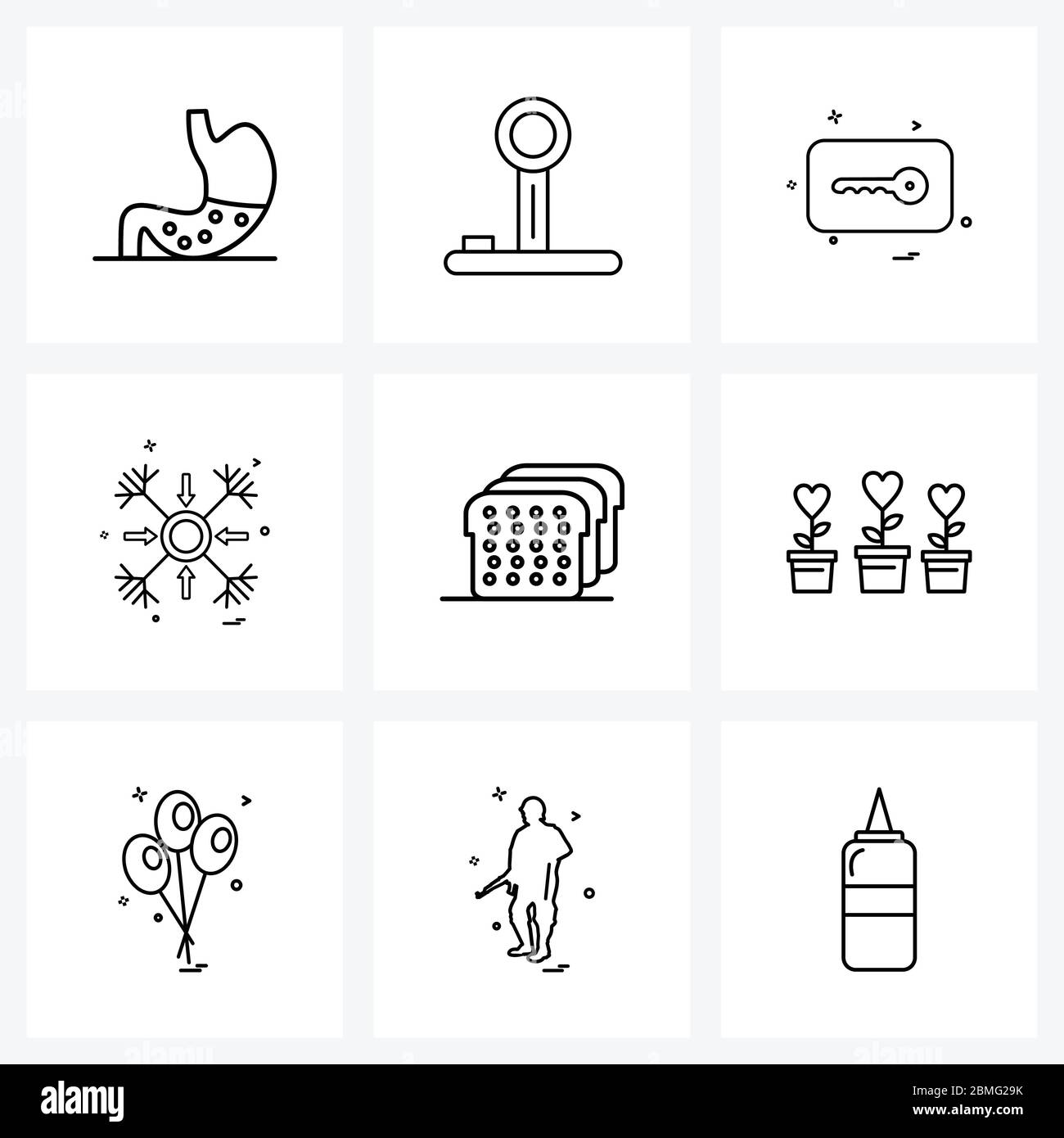 Set of 9 Universal Line Icons of snow, Christmas, pad, card, protection ...