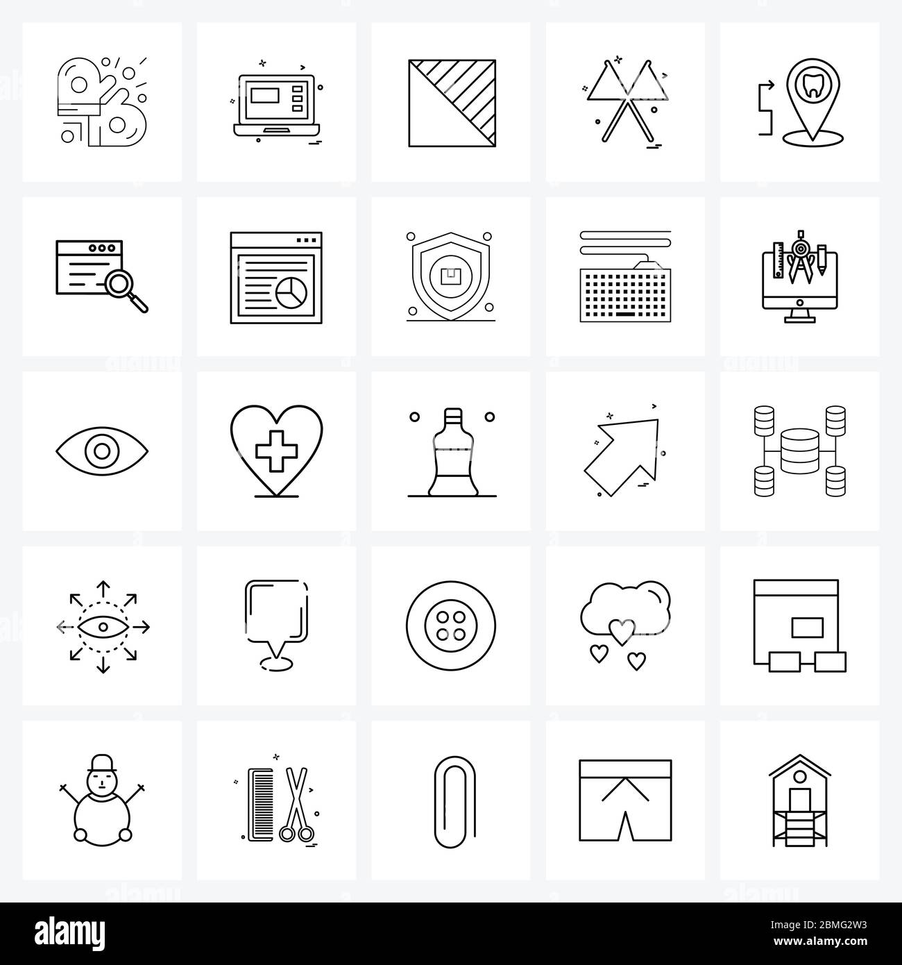 Universal Symbols of 25 Modern Line Icons of gum, sports, background ...