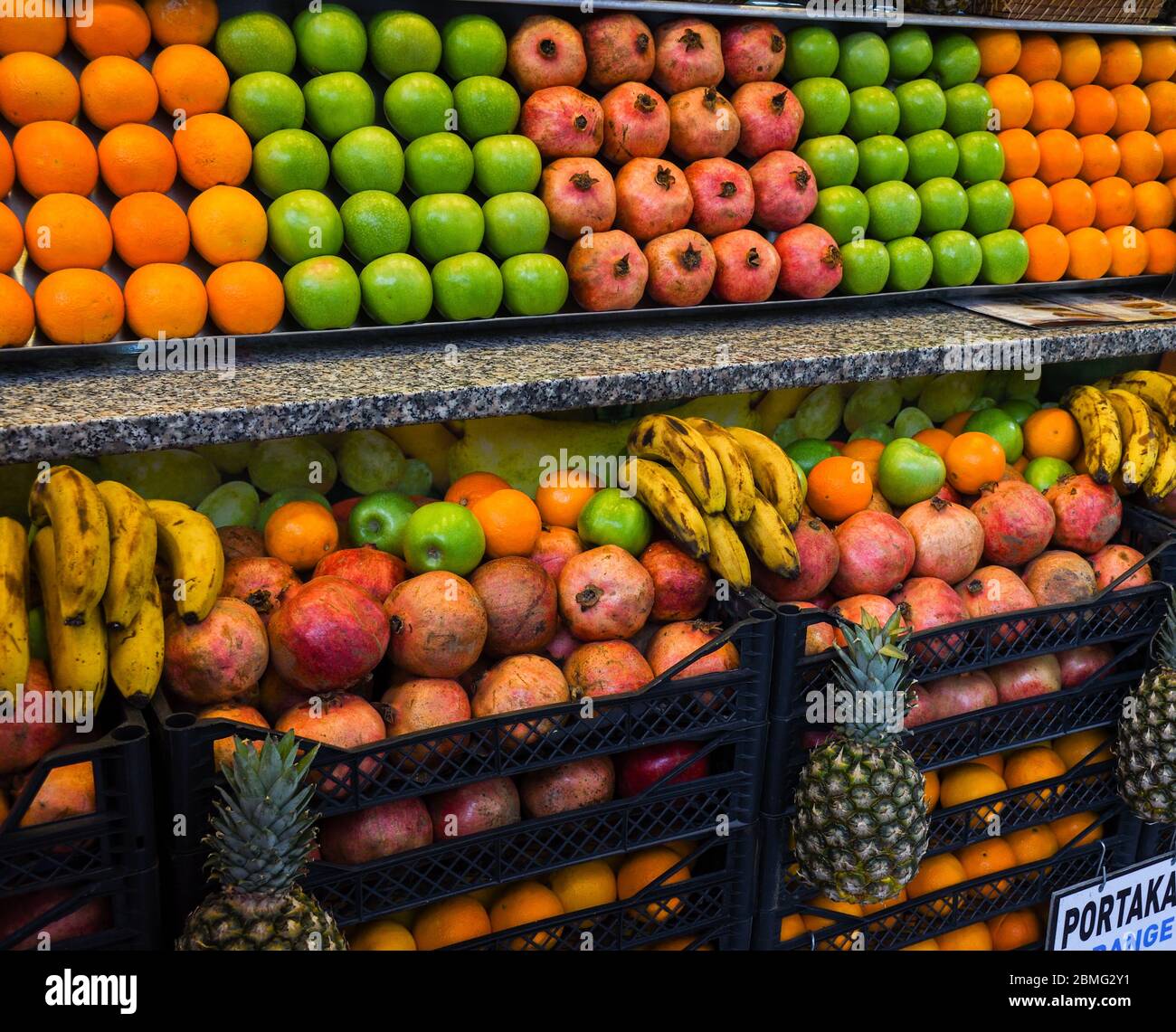 Fresh and organic fruits at farmers market. Biological and organic ...