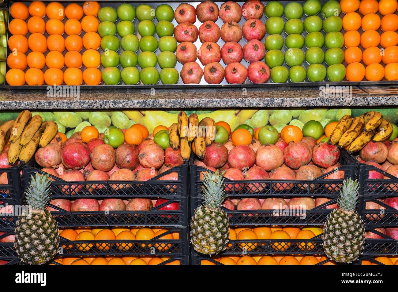 Fresh and organic fruits at farmers market. Biological and organic ...