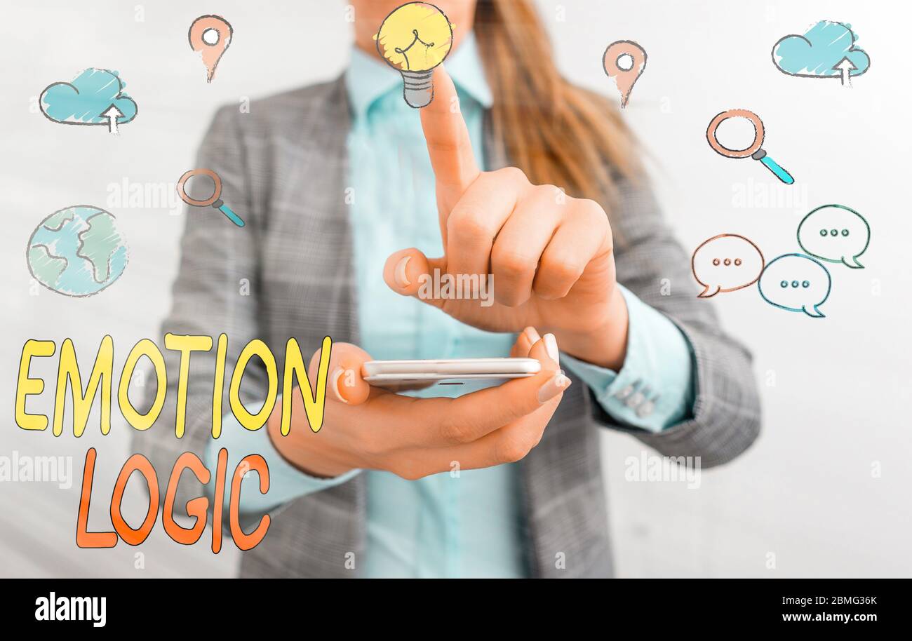 Writing note showing Emotion Logic. Business concept for Heart or Brain ...