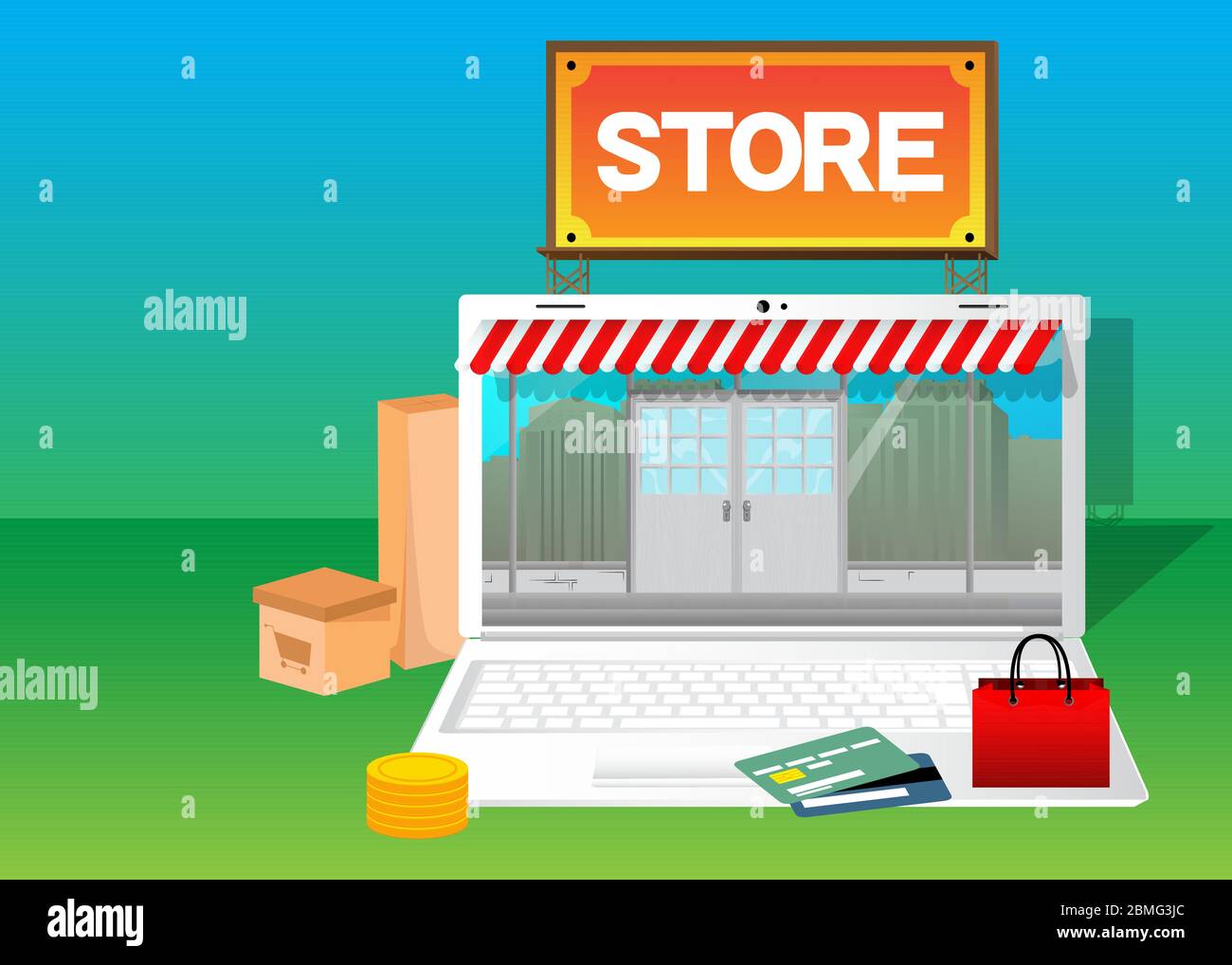 Online shopping application or website. Digital Marketing Concept ...