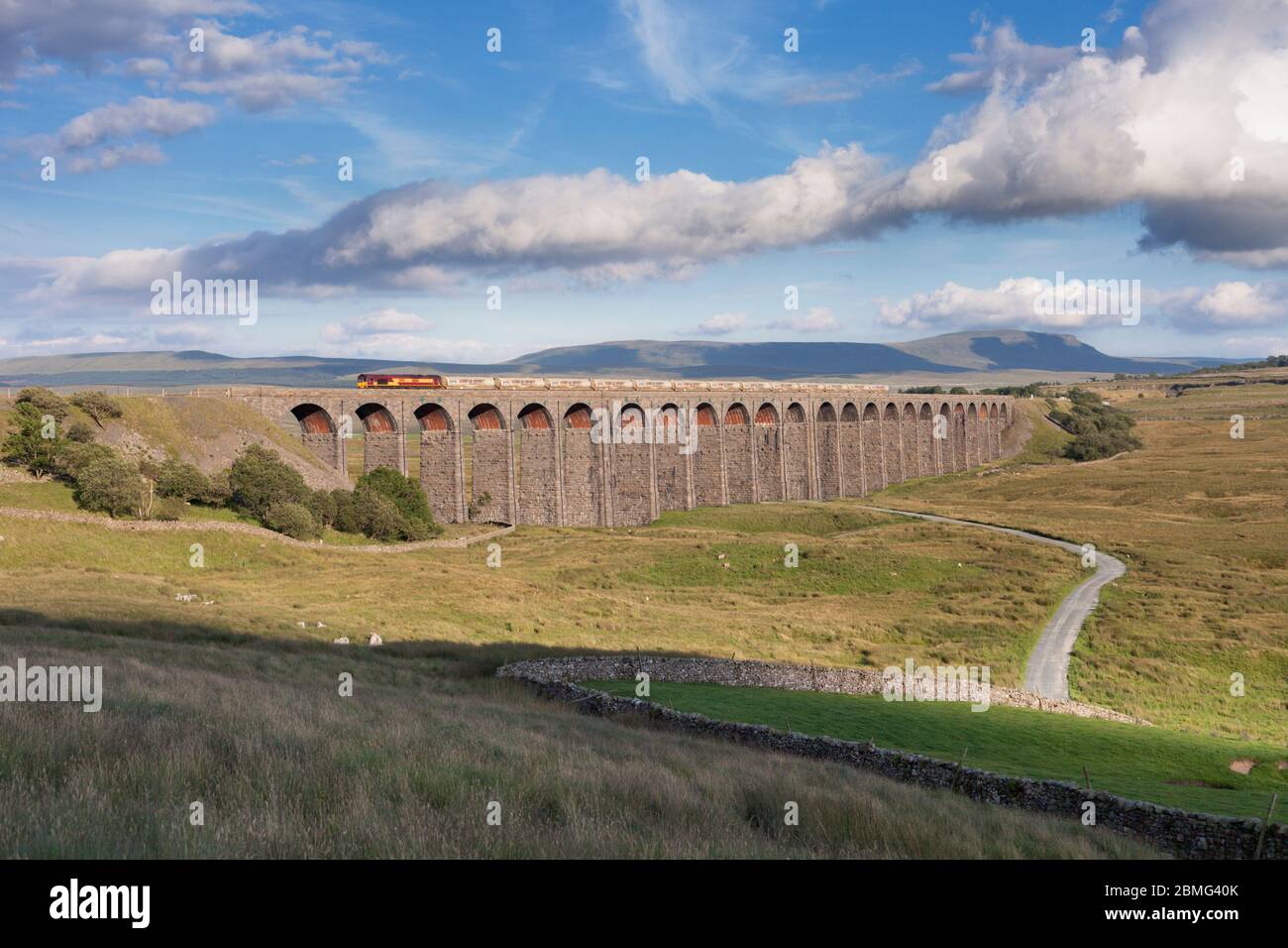 DB Cargo EWS livery class 66 locomotive 66160 crossing Ribblehead ...