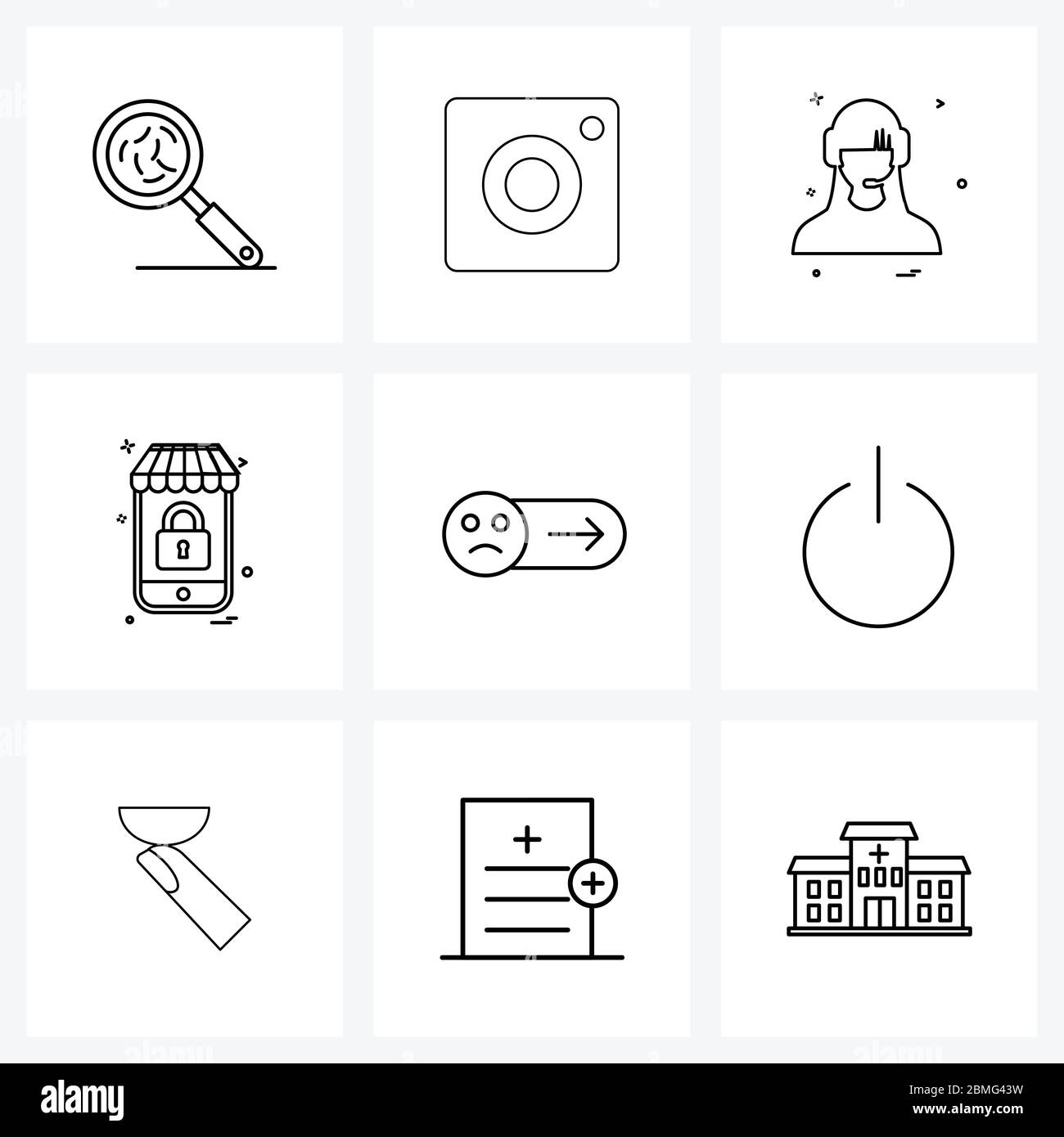Line Icon Set of 9 Modern Symbols of hide, lock, avatar, mobile, ladies ...