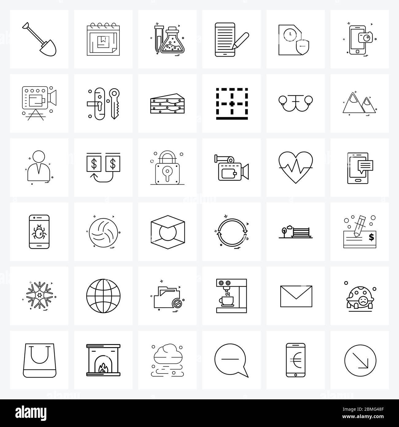 Universal Symbols of 36 Modern Line Icons of file, data, science ...