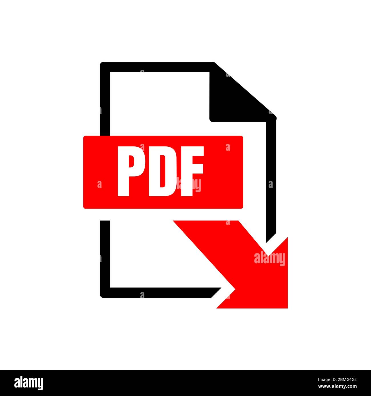 simple red black flat sign of pdf download icon button isolated on ...